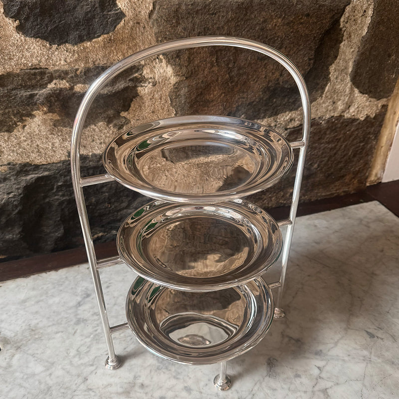 Vintage 3-Tier Plate Stand with Silver Plates – Hôtel Silver